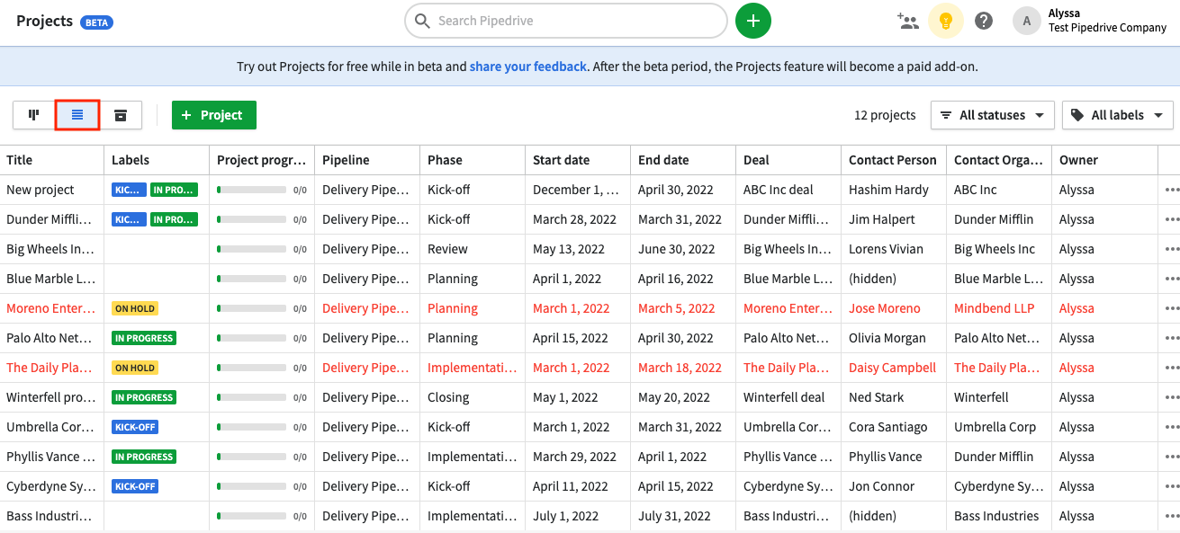 Projects by Pipedrive - Knowledge Base | Pipedrive